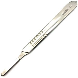 Bard Parker Scalpel Handle, Autoclaveable 12.5 cm German Stainless Steel Surgical Scalpel Handles with Ruler for 10-17 Dermaplaning Scalpel Blades (Handle No. 4, Pack of 1)