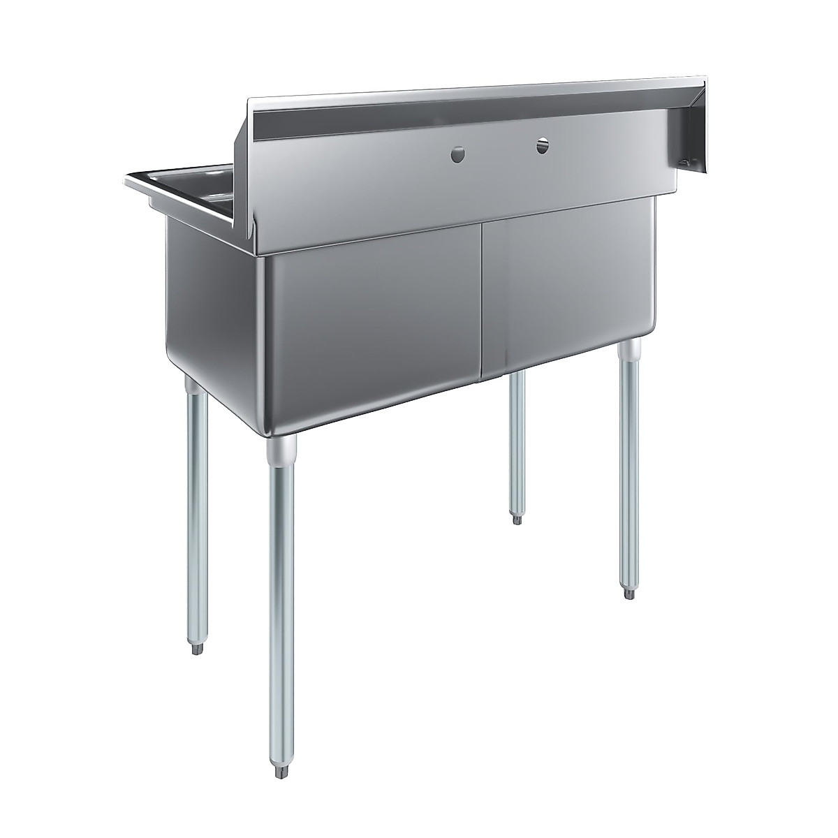 18" X 18" X 12" TWO COMPARTMENT STAINLESS STEEL COMMERCIAL KITCHEN PREP & UTILITY SINK | NSF (Without Side Drainboard)