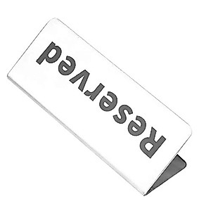 01 V‑Type Reusable Easy to Clean Restaurant Supplies Table Sign, Silver Stainless Steel Table Sign, Weddings for Home Hotels Catering Events(Reserved)