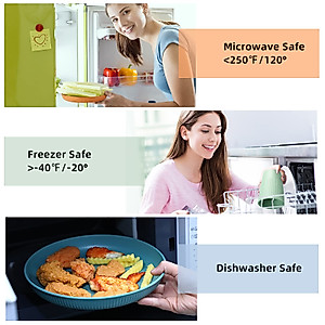 48 Pack Wheat Straw Dinnerware Sets Unbreakable Kitchen Plastic Flatware Bulk Dinner Plates, Dessert Plate, Cereal Bowls, Cups for Outdoor Camping Party, Service for 8, Mixed Color