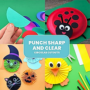 BearBoss 5 Circle Paper Punch, Handmade Scrapbook Paper Puncher, Different Size of Scrapbooking Punches Crafting Designs for Office Supplies, Card Making, DIY Albums Photos, Classic White