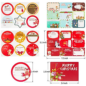 HongyiTime 144 Count Tags Sticker,Christmas Present Labels,48 Jumbo Designs Christmas Stickers Name Tags,Holiday Present Label (Small)