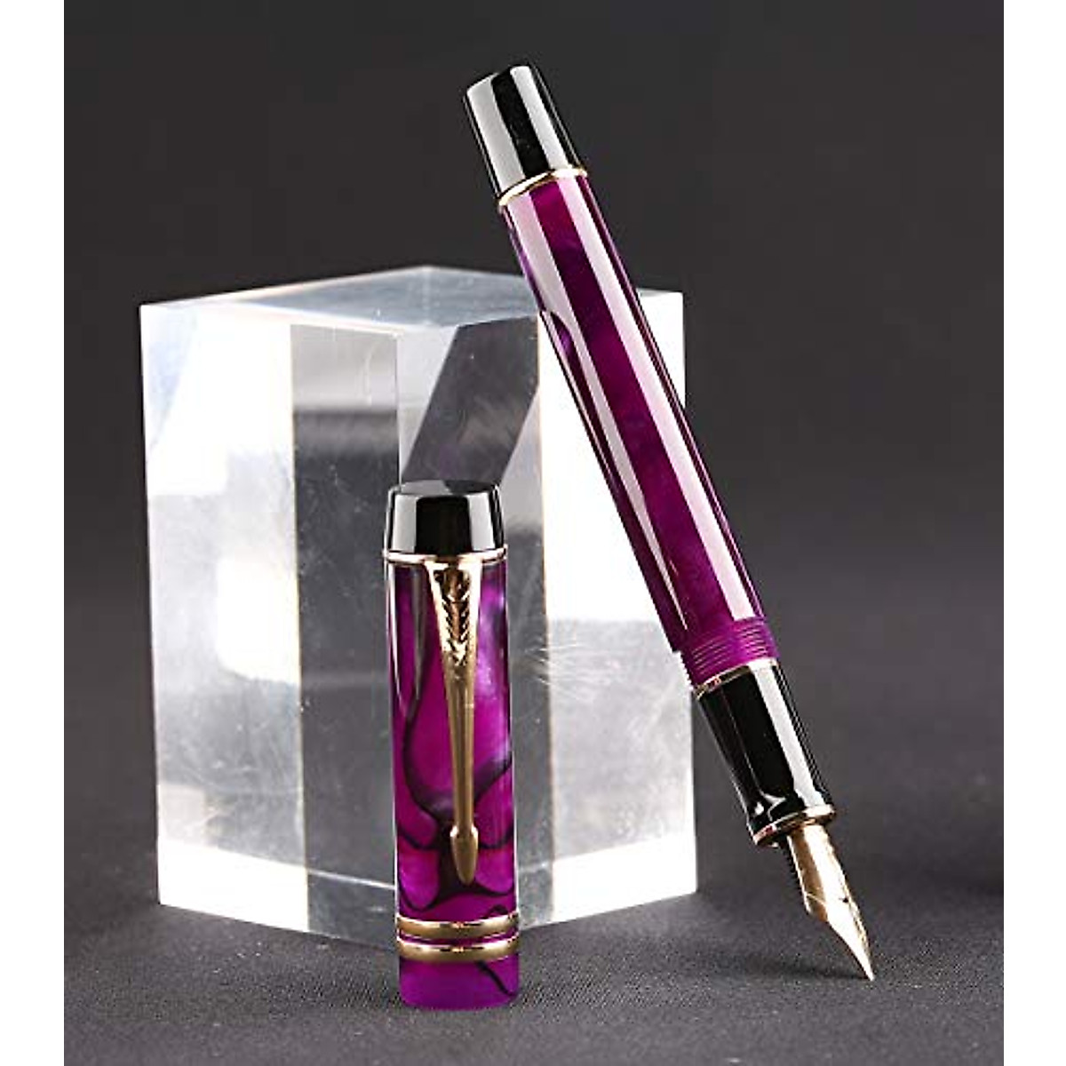 M600s Marble Purple Fountain Pen, Iridium Extra Fine Nib Writing Gift Pen