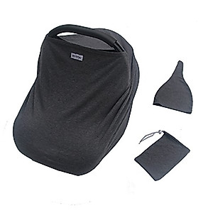 Grey Baby Car Seat Covers-Infant Stroller Cover,Carseat Canopy for Girls and Boys-Nursing Cover Breastfeeding Scarf by TSD STORY(Cover+BabyBeanie+Small Bag)