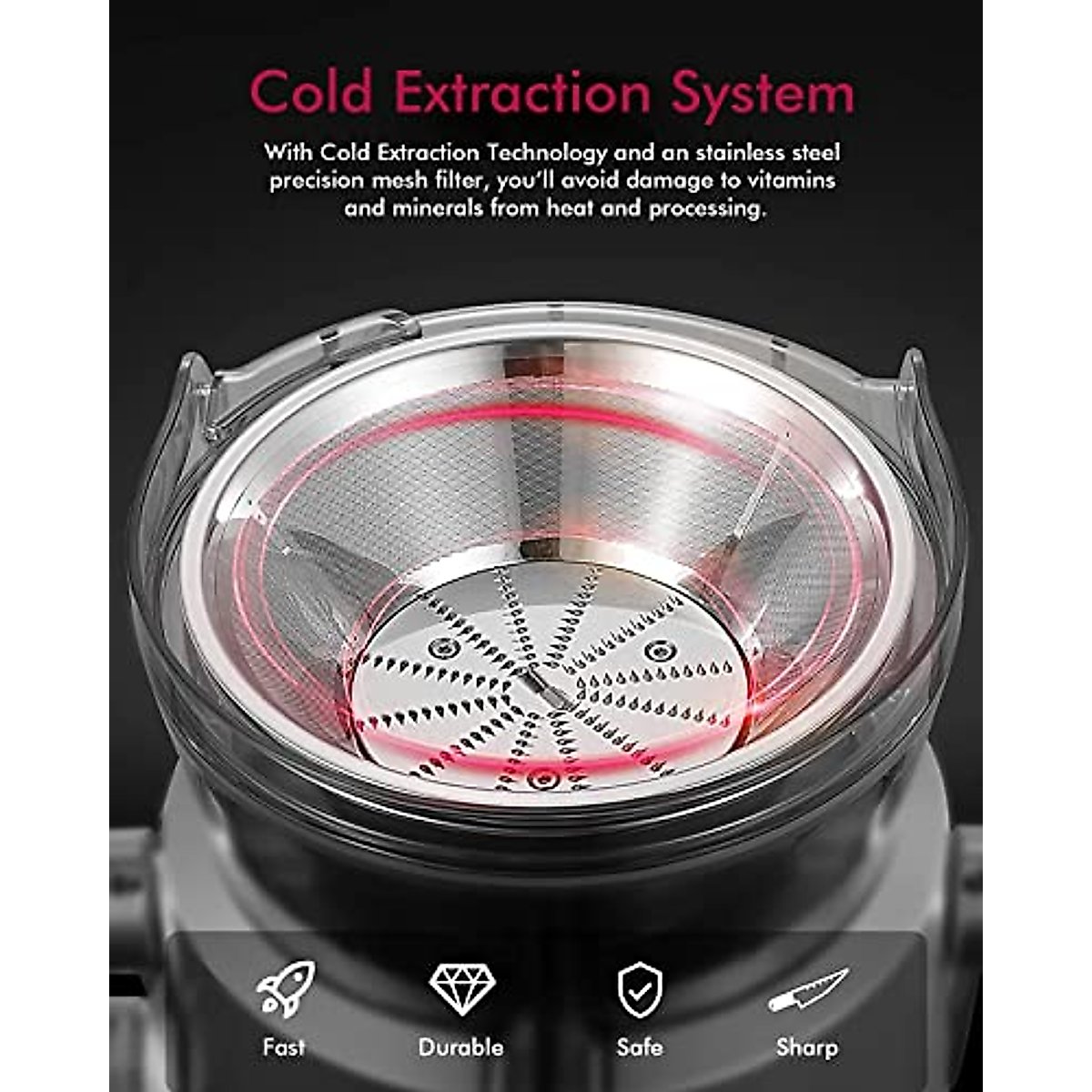 Juicer Machines, SIFENE 500W Big Mouth Centrifugal Juicer, Juice Maker Extractor for Vegetable and Fruit with 3-Speed Setting, Easy to Clean (Red)