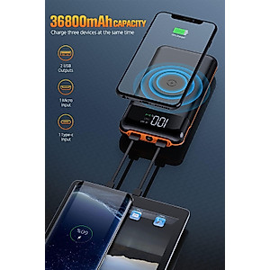 UYAYOHU Portable-Power-Bank-Charger - 36800mAh Power Bank Flashlight 5V3.1A Fast Charger(Black)