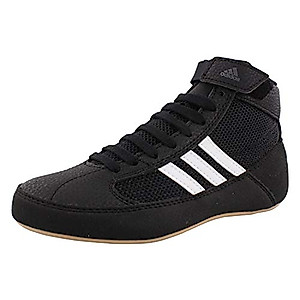 adidas Boy's HVC Wrestling Shoe, Black/White, 3 Little Kid