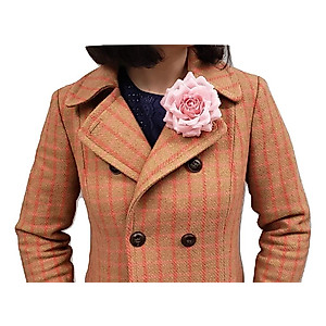 M&S Schmalberg Silk Rose Fabric Flower Pin Brooch - Hand-made in New York's Garment Center (American Made) (Pink Silk)