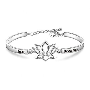 WUSUANED Breathe Lotus Flower Bracelet Yoga Spiritual Symbol Jewelry Gift For Women