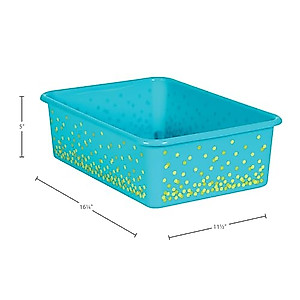 Teal Confetti Large Plastic Storage Bins - 6 Pack