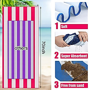 Moukeren 6 Packs Oversized Beach Towel 35 x 70 Inches Microfiber Beach Towels for Adults Extra Large Pool Towels Quick Dry Swim Towels Bulk Thick Plush Cabana Towel for Summer Bath Adults (Stripe)