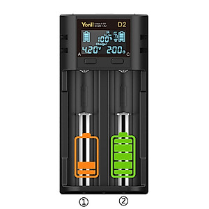 18650 Battery Charger,2 Bay Smart LCD Display Intelligent Battery Charger for 3.7V Rechargeable Battery 18650,26650,21700,18500,18350,16650,1.2V Ni-MH Ni-Cd A AA AAA IMR Batteries