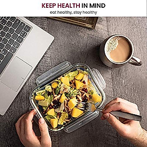 FineDine Glass Meal Prep Containers with Lids - Set of 3 Square 28 Oz Containers - Airtight, Leakproof, Microwave & Dishwasher Safe - Perfect for Snacks, Dips, and Meal Prep (Pink)