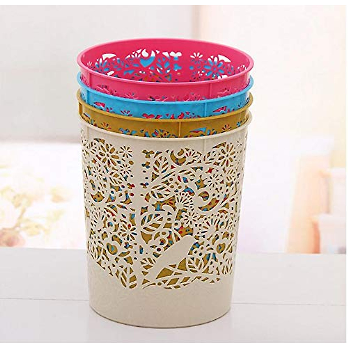 Daliuing Garbage Bin Hollow Trash can Swing Waste Basket for Kitchens, Home Offices, Kids Rooms