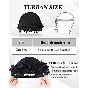 YI HENG MEI Satin Lined Halo Turban for Men Women Vintage Head Wraps Beanies Sleep Cap Black Turban Durag for Locs Dreadlocks Hair Loss, 1PCS
