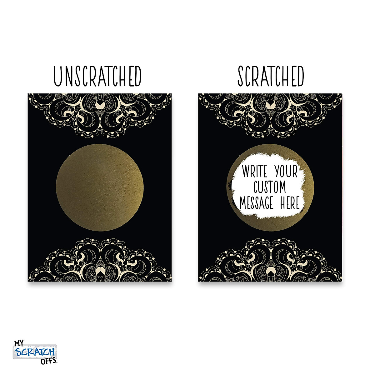 My Scratch Offs - 20 Pack Black Vintage Lace Gold Scratch Off Cards for Bridal Wedding Shower, Giveaways for Business, Teacher Rewards & Graduation Party