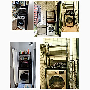 BKGDO Washer Storage Frames Floor Standing Punch Free Suitable for Over Toilet,Bathroom Space Saver 3-Tier Storage Rack,Above Washinghine Organizer,Multifunctional Laundry Room Rack/White