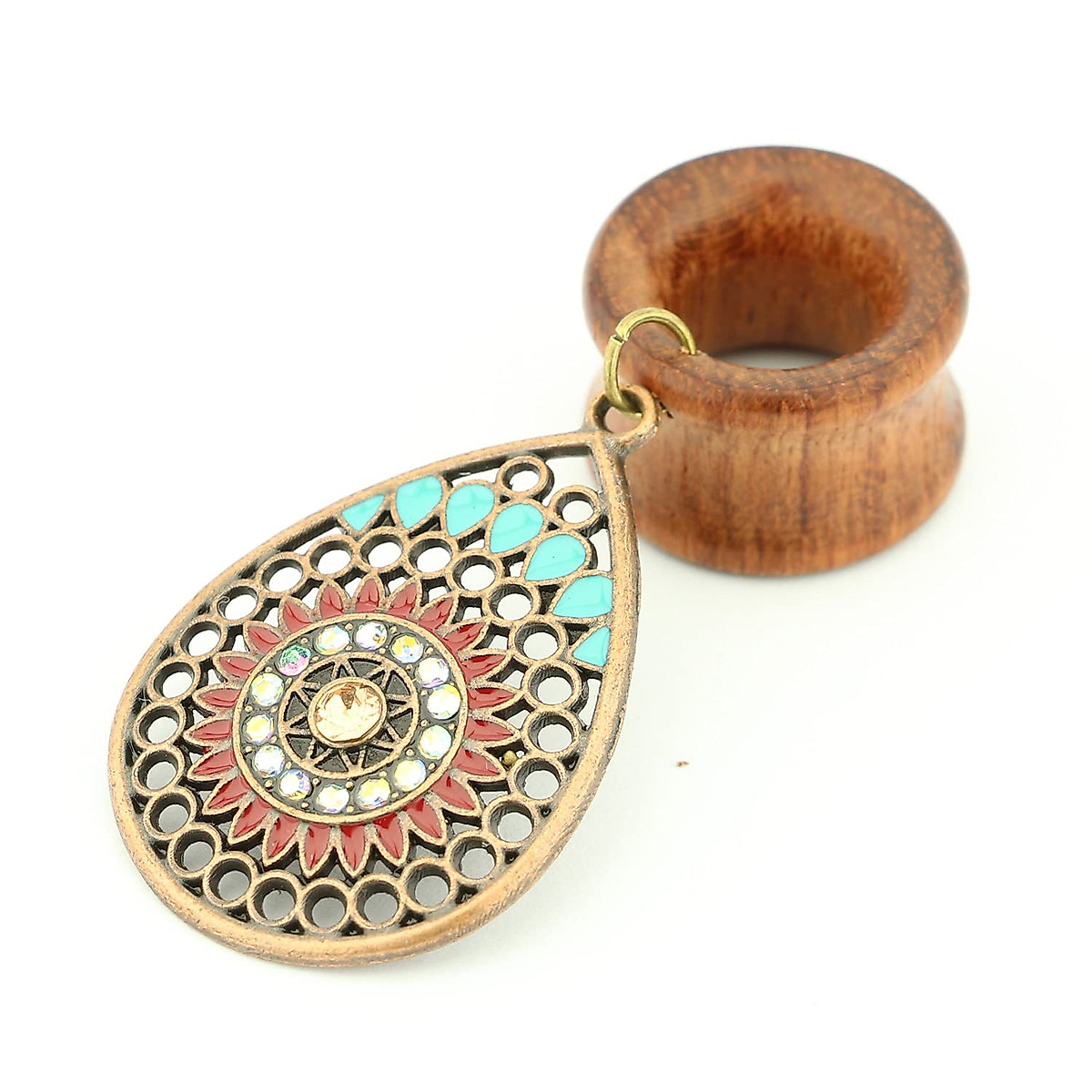 Balala 0G 8mm Bohemian Teardrop Wood Dangle Ear Gauges Piercing Flesh Tunnels Plugs Statement Earrings, Brown, BA161-8