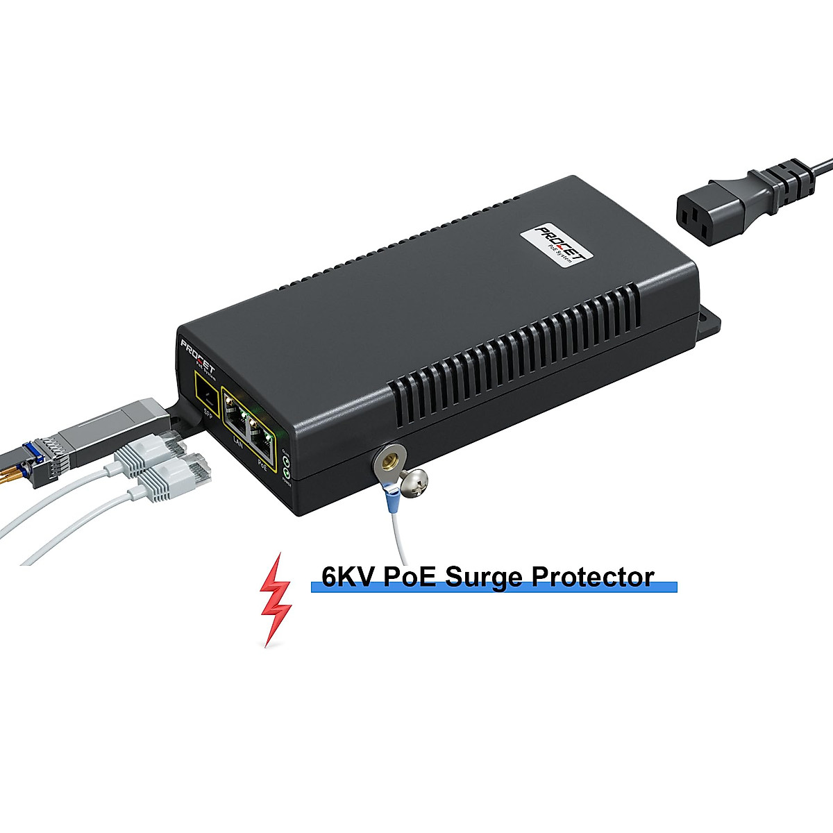 PROCET SFP Fiber PoE Injector 60W SFP Uplink PoE++ Power Injector Gigabit IEEE802.3af/at Compliant, -40℉ to 131℉ for PTZ Camera, Access Point, POS, Kiosk