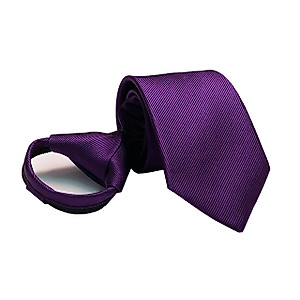 Mens Big Boys Dark Purple Silk Clip on Zip Ties Elegant Formal Wedding Neckties
