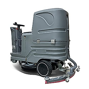 Emotor Commercial Riding Floor Scrubber Machine, Automatic Battery-Powered Industrial Ride-on Floor Cleaning Equipment, 21" Brush with 21 Gallon Tank High Efficiency