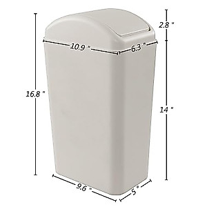Ramddy Slim Trash Can, 14 Liter Modern Swing Garbage Bin