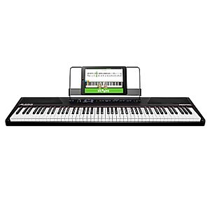 Alesis Recital – 88 Key Digital Piano Keyboard with Semi Weighted Keys, 2x20W Speakers, 5 Voices, Split, Layer and Lesson Mode, FX and Piano Lessons