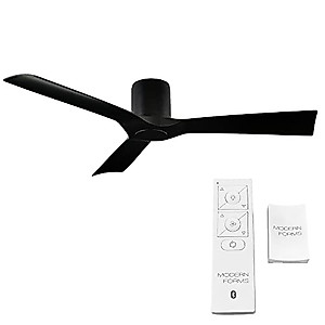 Aviator Indoor and Outdoor 3-Blade Smart Flush Mount Ceiling Fan 54in Matte Black with Wall Control (Light Kit Sold Separately)