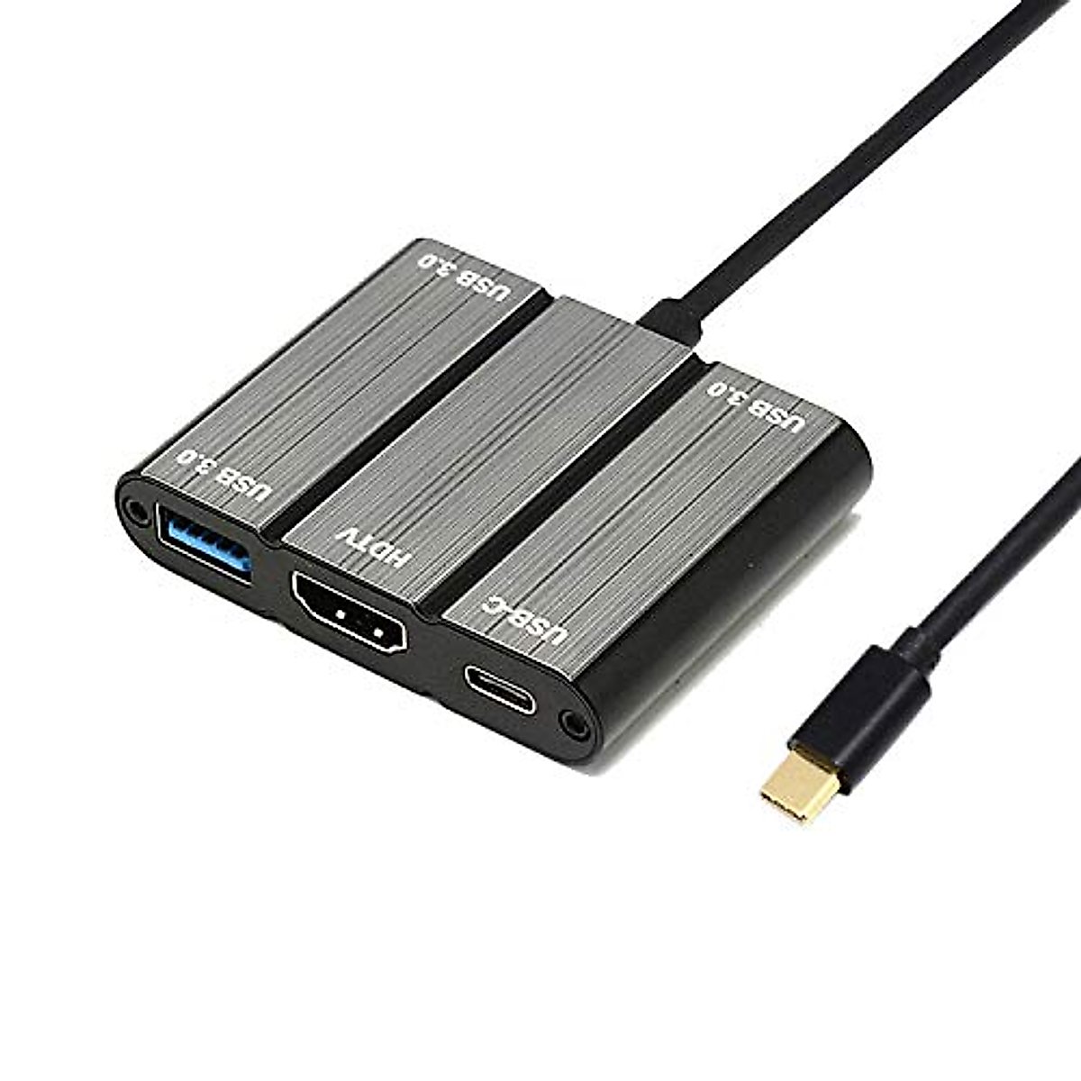 USB C 5 in 1 Adapter, YMY USB Type-C Hub to 4K HDMI, USB3.0 and USB C PD Charging Compatible for Apple MacBook Pro, Dell XPS,Chromebook Pixel, Lumia950 (5-in-1, Black)