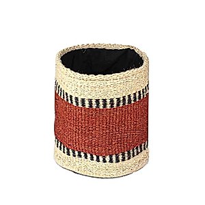 Storage Basket, Baby Nursery Hamper with Handles, Woven Basket for Blankets, Toys, Shoe, Large Jute Basket for Living Room, Kids Room (Red & Beige)