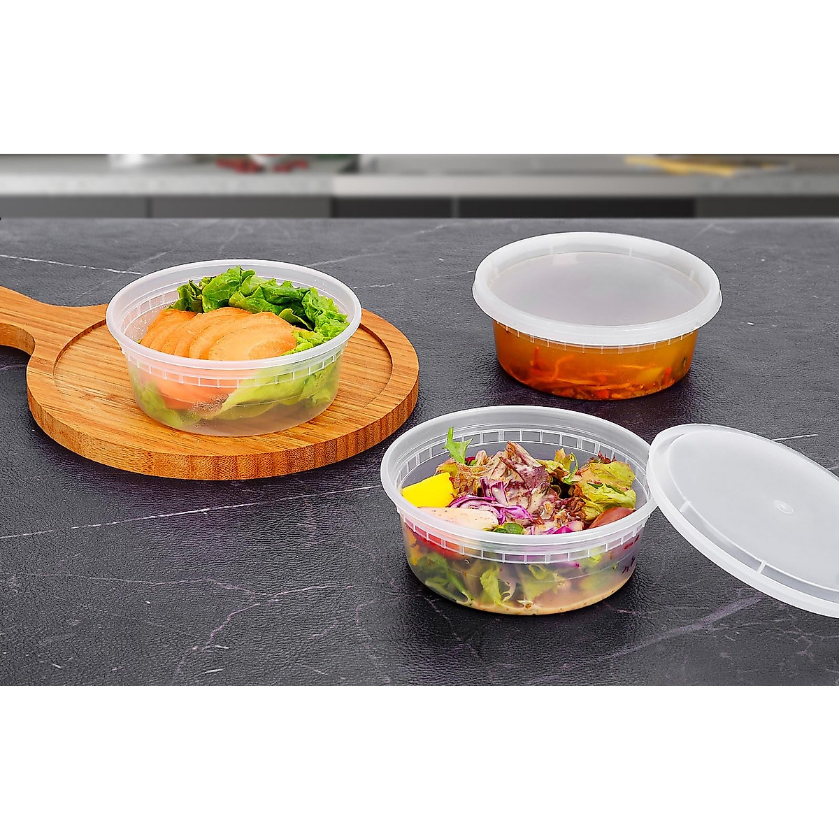 EDI Deli Food Storage Containers with Lids 50 Sets (8oz)