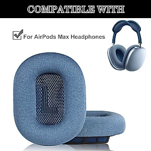 Aiivioll Ear Cushions for Airpods Max Headphones Replacement Ear Cushion Covers Made of Mesh Fabric and Memory Foam (Blue)