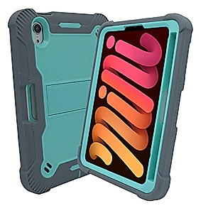 KIQ Guardian Series Rugged Case for IPad Mini 6 Case/iPad Mini Case 6th Generation 2021 8.3 Inch Cover - Teal - Grey