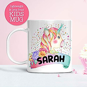 Colorful Kids Unicorn Cup, Customized with Child's Name, Lightweight Unbreakable Cup, Microwave and Dishwasher Safe, BPA Free