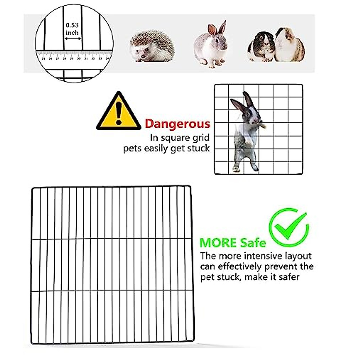 Small Animal Cage, Rabbit Cage Small Cage Chinchilla Cage Metal Pet Cage with Removable Tray, Ferret Cage, Chinchilla Cage Grid Spacing1.5cm/0.6" for Small Pets, Guinea Pigs, Bunny,Chinchilla (Color