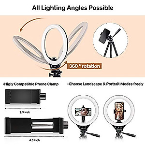 UBeesize 10’’ LED Ring Light with Stand and Phone Holder, Selfie Halo Light for Photography/Makeup/Vlogging/Live Streaming, Compatible with Phones and Cameras (2020 Version)