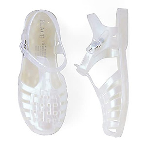 The Children's Place Girls Jelly Fishermen Sandals, Holographic, 2 Big Kid
