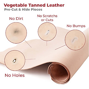 ELW 8-9 oz (3.2-3.6mm) Thickness Weight Pre-Cut 4-6 SQ FT Vegetable Tanned Leather Cowhide Grade AB Full Grain Leather for Tooling, Carving, Engraving, Molding, Embossing, Stamping, & Dyeing