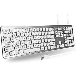 X9 Performance Wired Keyboard with USB Port Built in x2 - Elegant, Plug and Play Computer Keyboard - Convenient Full Size Keyboard Wired with 17 Shortcuts for Windows PC Desktop and Laptop