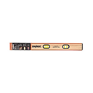 Swanson Tool Co SVML240 24 inch Savage Laminated Wood Masonry I-Beam Level with 3 Bubble Vials for 0°/90°/45° Measurements