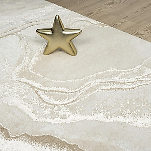 Abani Glam Beige Cream Area Rug - 8' x 10' - for Living Room, Bedroom, Dining - Abstract Stone Design - Soft, Durable, and Easy to Clean