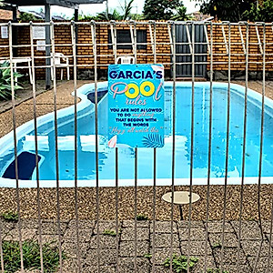 Personalized Pool Sign w/Name - Indoor/Outdoor Metal Sign for Garden, Patio, Hot Tub, Pool Deck | 7 Unique Designs | Customized Gifts for Swimming Pool Owners, Funny Backyard Decorations