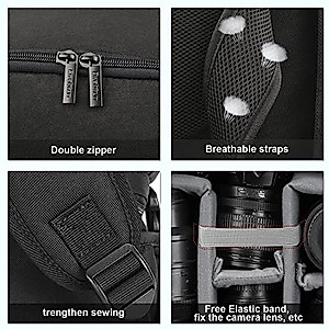 CADeN Camera Backpack Bag Professional for DSLR/SLR Mirrorless Camera Waterproof, Camera Case Compatible for Sony Canon Nikon Camera and Lens Tripod Accessories (Large, 5.0 Black)