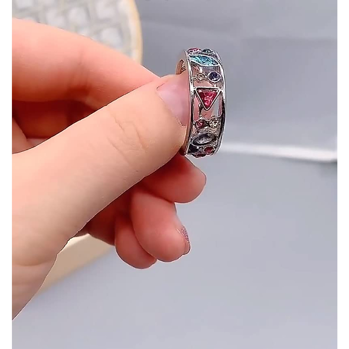 2Pcs Ionix Ring, Torina Crystal-Quartz Ionix Ring, Heathcryt Crystal-Quartz Ionix Ring, Quartz Crystal Ring with Gift Box (US 10)