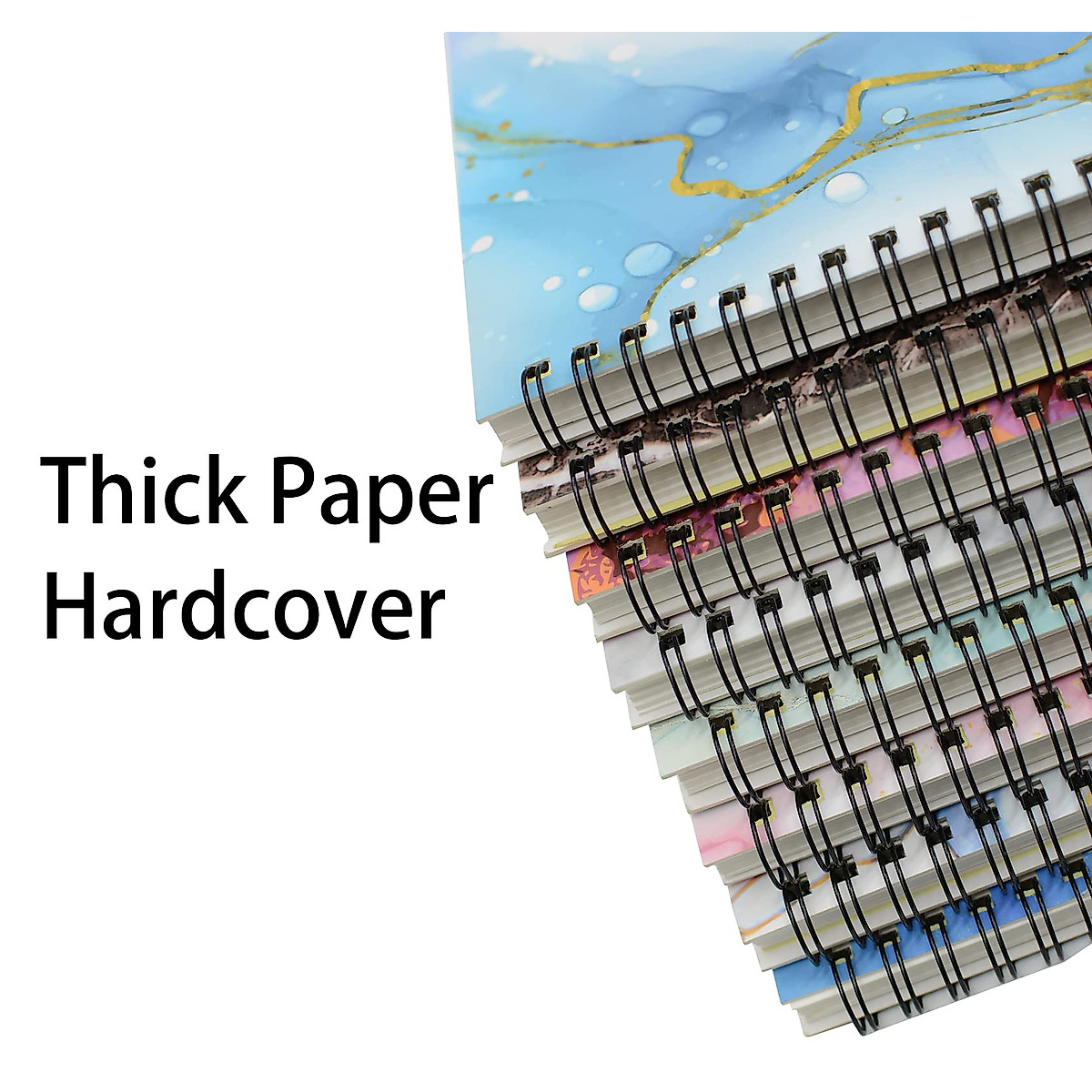 Yansanido Spiral Notebook, 8 Pcs A5 Marble Design Thick Hardcover 7mm College Ruled 80 Sheets -160 Pages Journals for Study and Notes (8 Style A5)