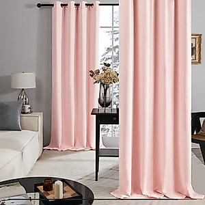 Deconovo 100% Blackout Curtains - 2 Layers, Thermal Insulated, Noise-Reducing Drapes - Bedroom, Nursery, Home Theater - Energy-Efficient & Oeko-TEX Certified - Crystal Pink, 52W x 84L Inch