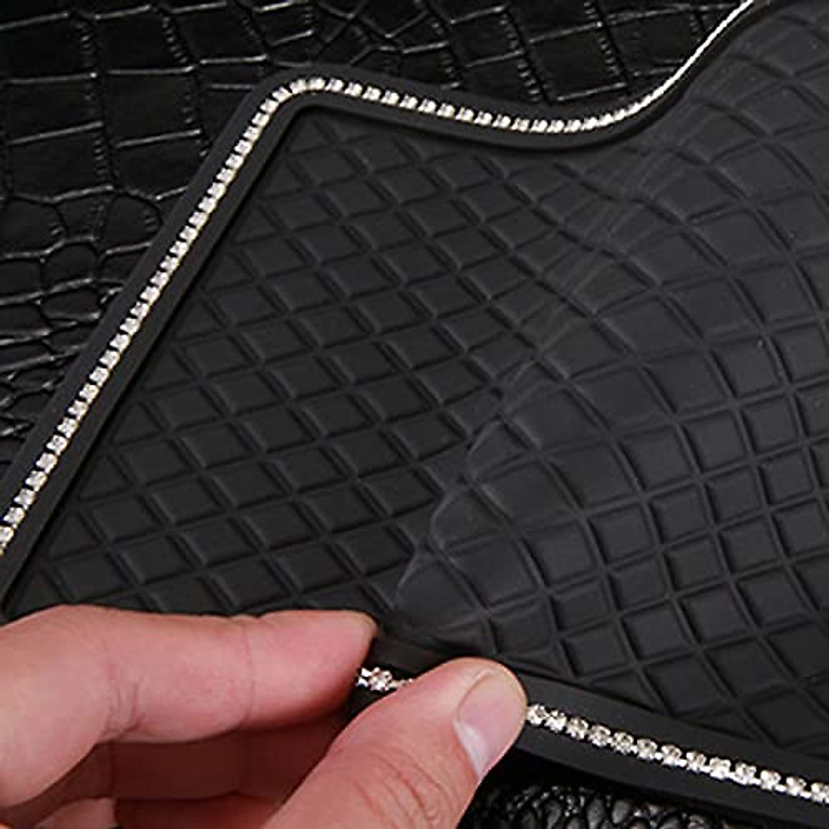 MLOVESIE Glitter Bling Crystal Anti-Slip Phone Hold Dashboard Sticky Pad Non-Slip Mat (Black)