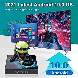 Android TV Box 10.0 2GB RAM 16GB ROM T95 Android TV Box Allwinner H616 Quad-Core Cortex-A53 CPU Smart TV Box with 2.4G/5G WiFi 6K 4K Output 100M Bluetooth Ethernet Android Box