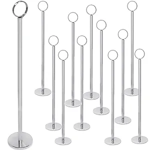 Gray Bunny Metal Table Number Holders, 12 Pack, 12 Inches, Chrome Place Card Holders, Picture Holders for Tables, Table Card Holders for Wedding Table Numbers, Table Number Stands, Table Sign Holders