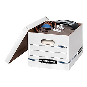 Bankers Box 00703 Stor/File Boxes, W/Lid, Ltr/Lgl, 12-Inch x15-Inch x10-Inch, 12/CT, White
